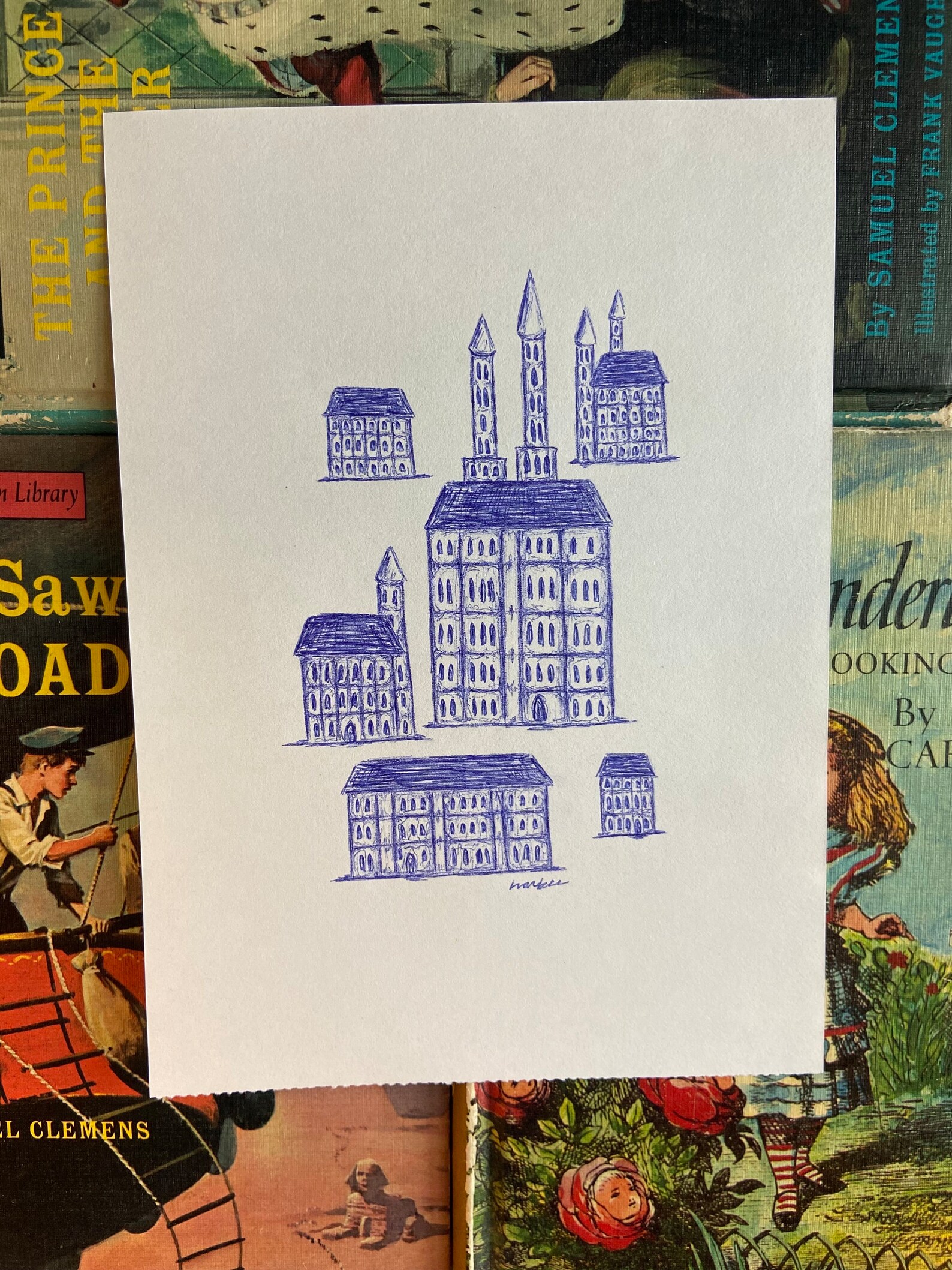 Original Imaginary Buildings Drawing - Etsy
