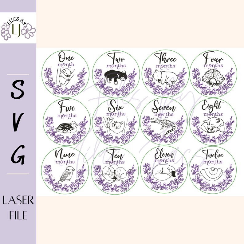 SVG Australian Animal Milestone Markers Baby Photo Props Aussie Animals ...