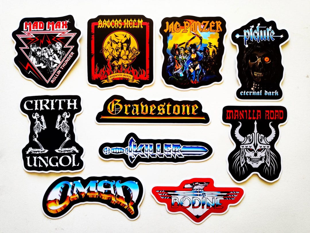 Metal / Hard Rock Sticker Pack (10 Stickers) SET 16 Retro 80s Vinyl ...