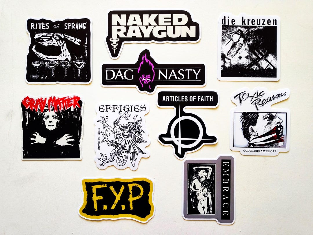 Punk Rock Sticker Pack: 80s/90s Vinyl Decals (10 Stickers, 3.5-5.5 ...