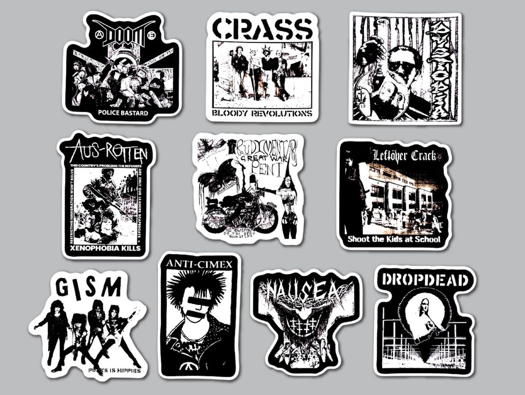 Crust Punk Sticker Pack (10 Stickers) SET 15 Vinyl Decals Anarcho ...
