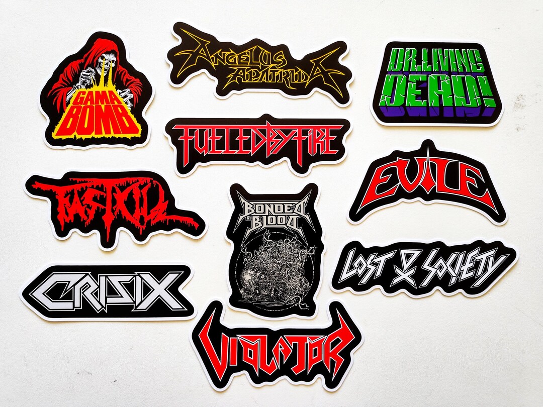 Thrash Metal Sticker Pack: 80s Hard Rock Vinyl Decals (10 Stickers ...