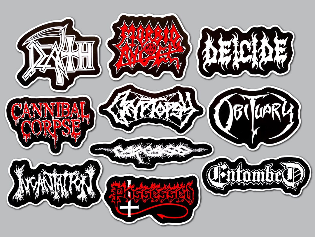 Death Metal Sticker Pack (10 Stickers) Set 1 Vinyl Decals Black Slam ...