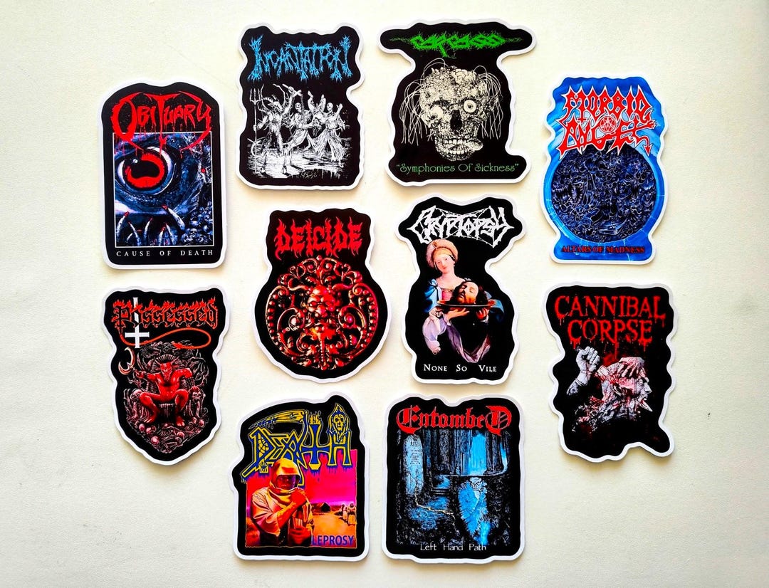 Death Metal Sticker Pack (10 Stickers) Set 9 Vinyl Decals Black Slam ...