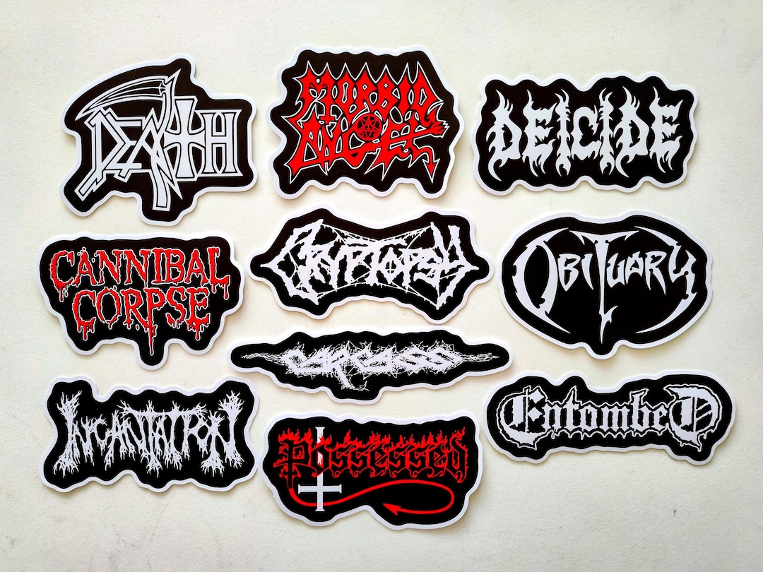 Death Metal Sticker Pack (10 Stickers) Set 1 Vinyl Decals Black Slam ...