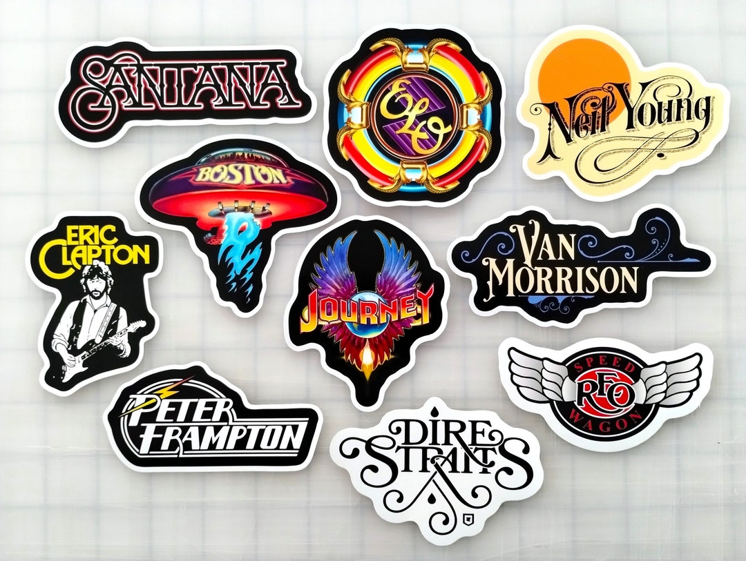 Classic Rock Sticker Pack 10 Stickers SET 5 Vinyl Decals Legends Guitar ...