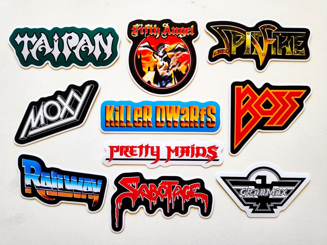 Metal / Hard Rock Sticker Pack: Retro 80s Vinyl Decals - Water ...