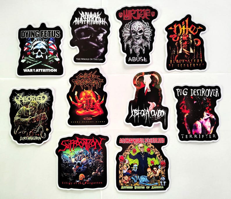 Death Metal Sticker Pack (10 Stickers) Set 21 Vinyl Decals Black Slam ...
