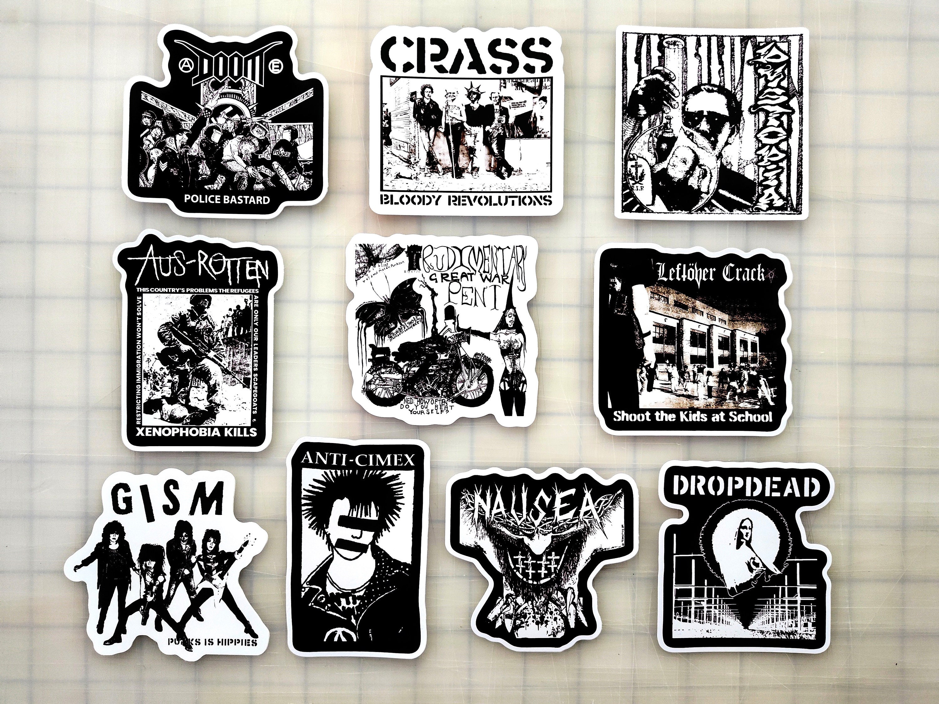 Crust Punk Sticker Pack 10 Stickers SET 15 - Etsy