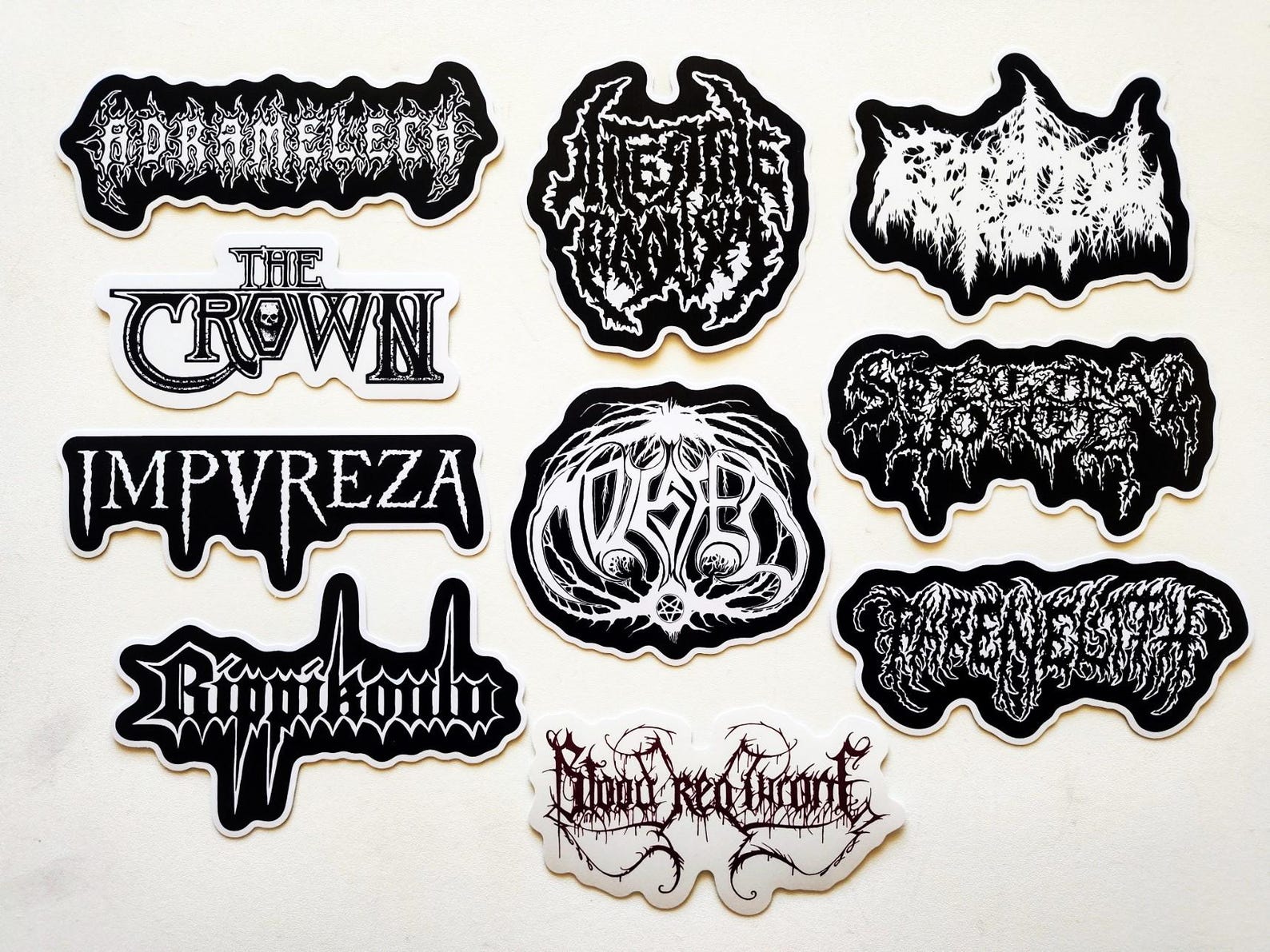 Death Metal Sticker Pack (10 Stickers) Set 17 Vinyl Decals Black Slam ...