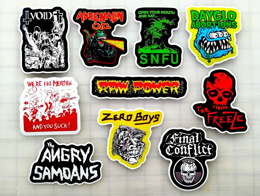 Punk Sticker Pack (10 Stickers) Set 12 Vinyl Decals Rock Thrash Crust ...