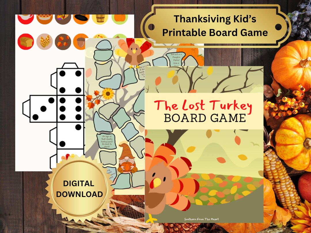 Turkey Board Game Digital Kids Game Thanksgiving Kids Activity - Etsy
