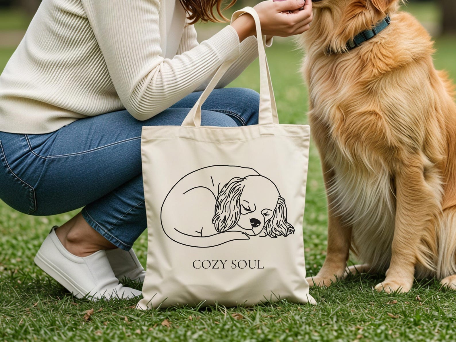 Cavalier King Charles Spaniel Tote Bag, Cozy Soul Canvas Tote ...