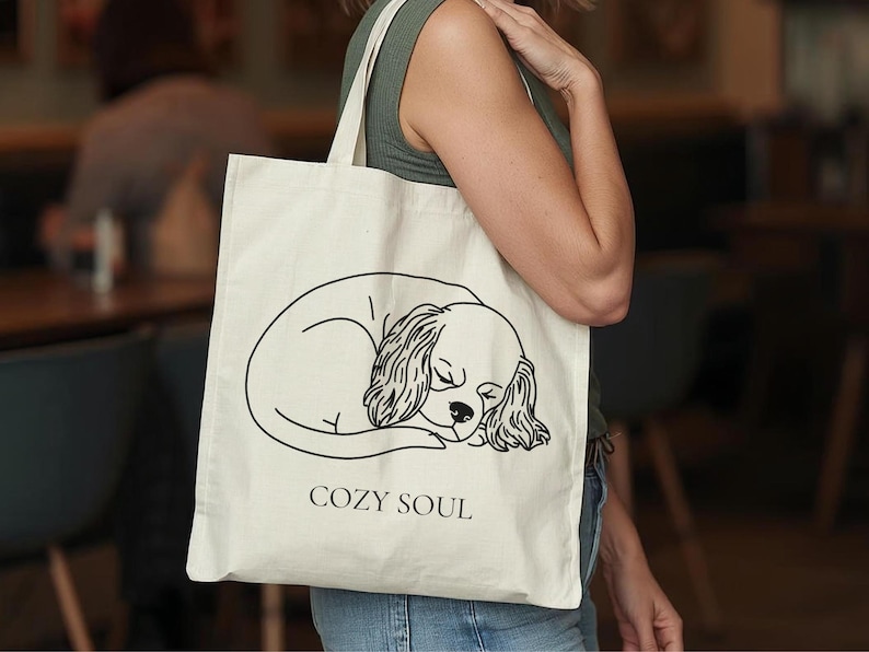 Cavalier King Charles Spaniel Tote Bag, Cozy Soul Canvas Tote ...