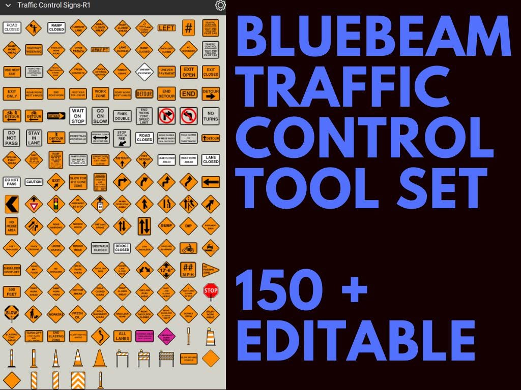 Bluebeam Revu Traffic Control Toolset: 150+ Editable Symbols - Etsy