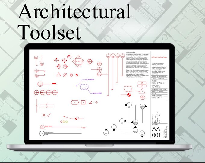 Bluebeam Toolset - Architectural Annotations & Symbols - Etsy