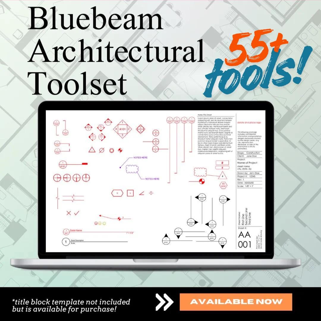 Bluebeam Toolset - Architectural Annotations & Symbols - Etsy