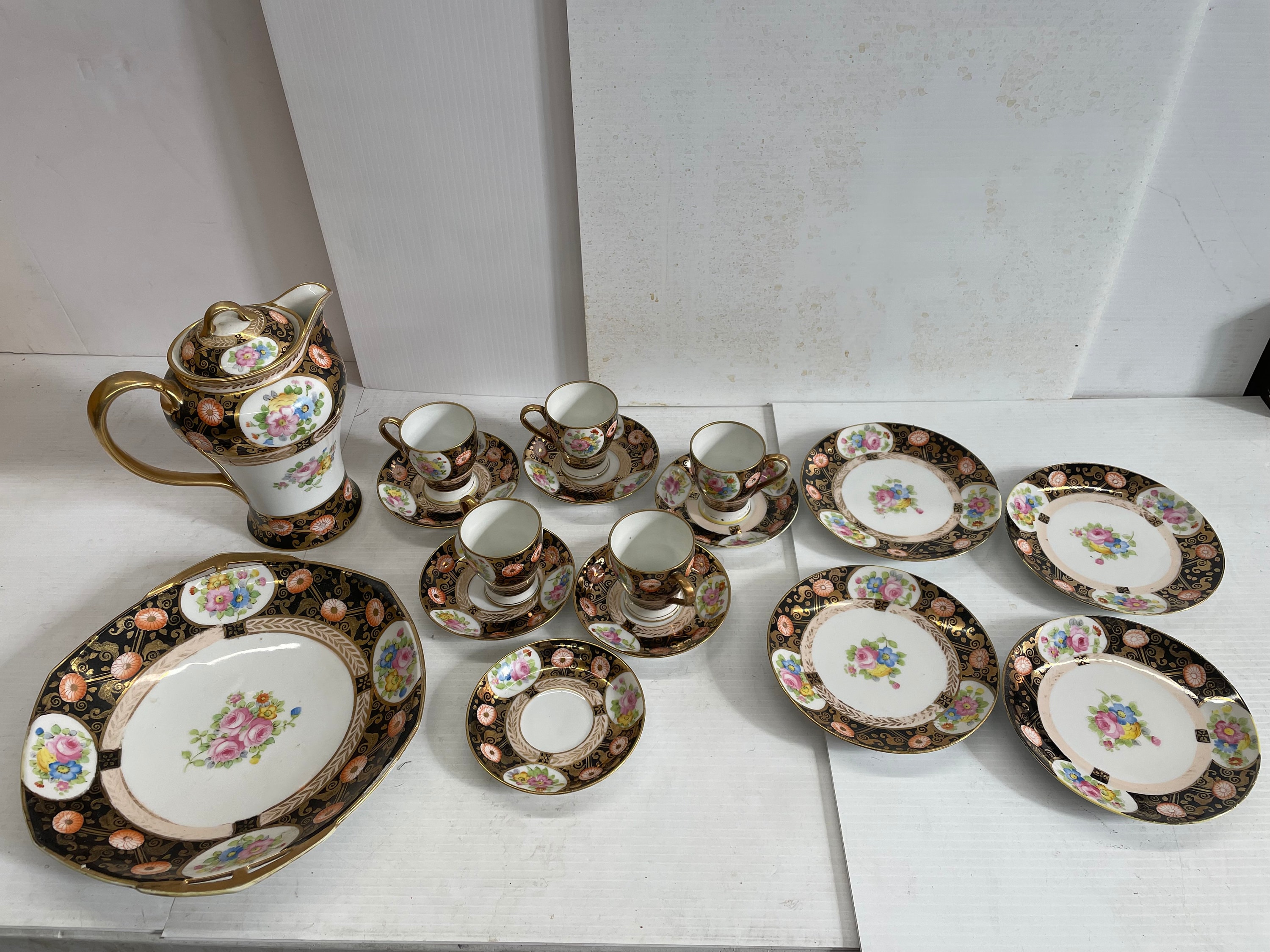 17 Piece Noritake China Set Vintage Black White and Gold - Etsy