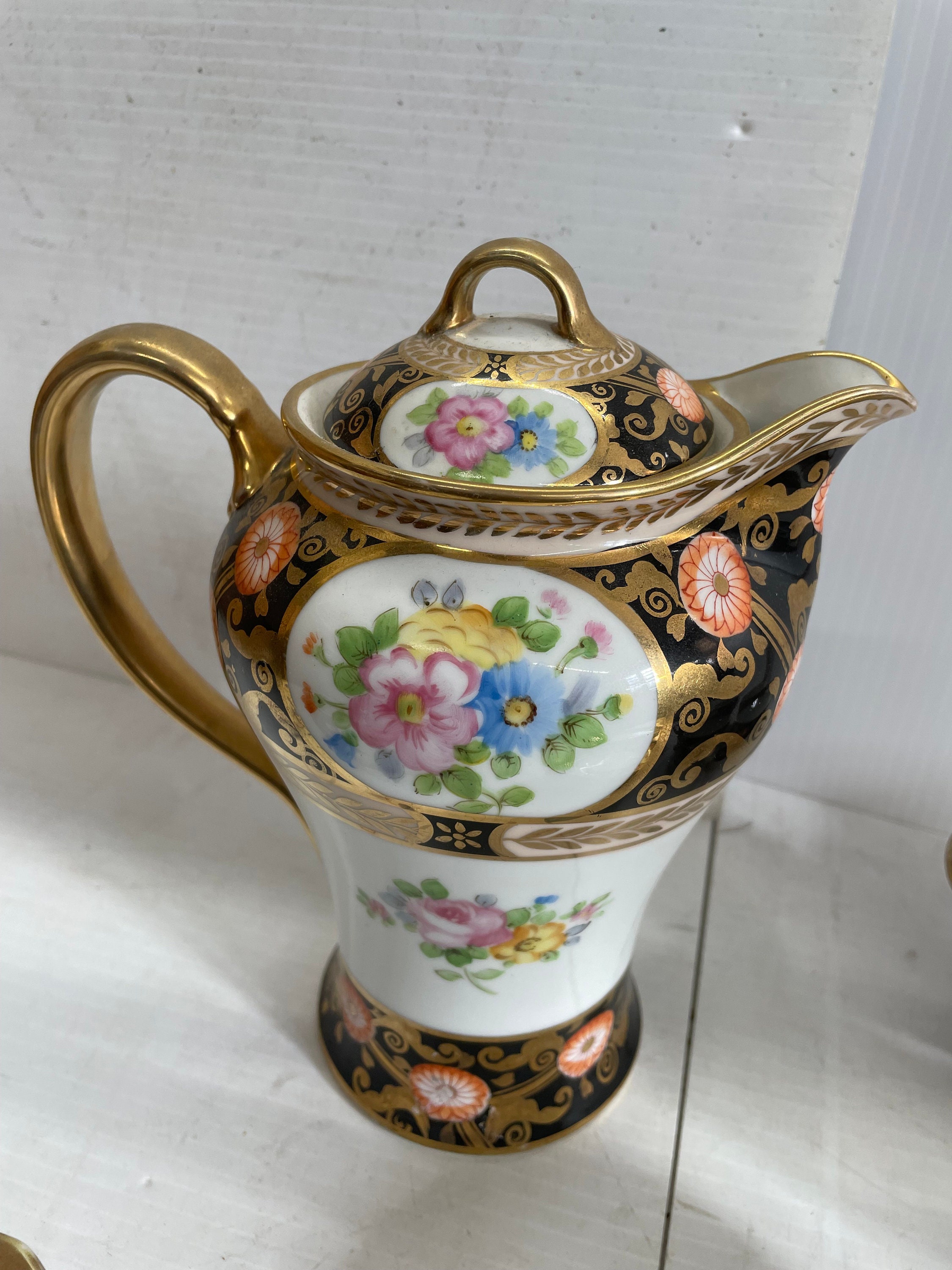 17 Piece Noritake China Set Vintage Black White and Gold - Etsy