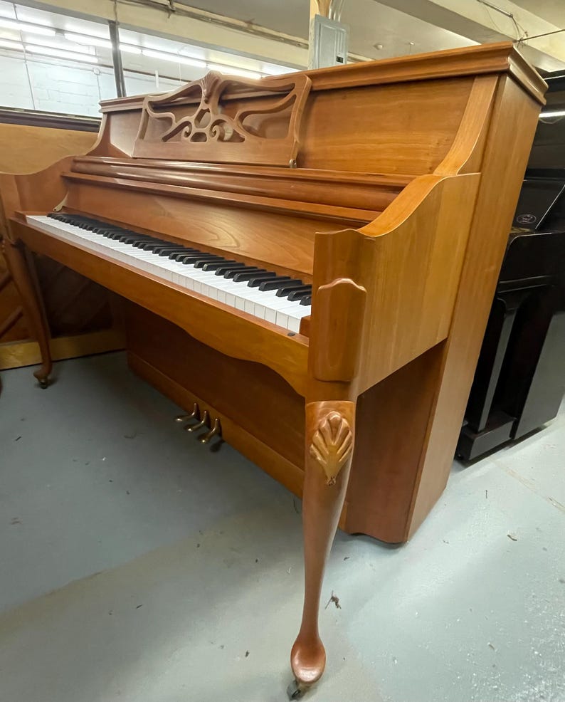 Charles R. Walters 43" Console Piano Queen Anne Natural Cherry Custom ...