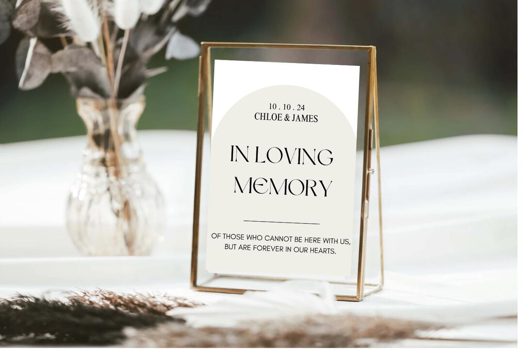 In Loving Memory Sign Wedding Sign A5 Sign Minimalist Arch Instant ...