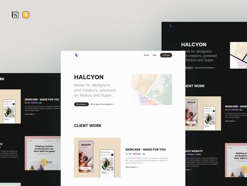 Halcyon- A Portfolio Template for Designers and Creators, Notion Website - Etsy