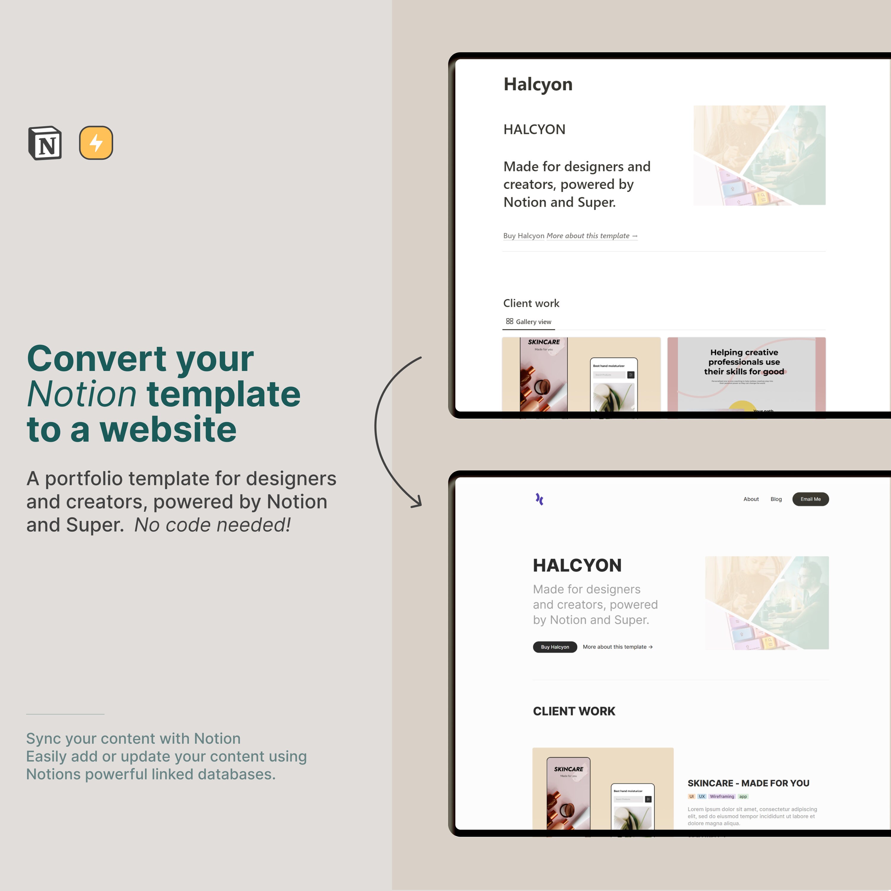 Halcyon A Portfolio Template for Designers and Creators, Notion Website ...