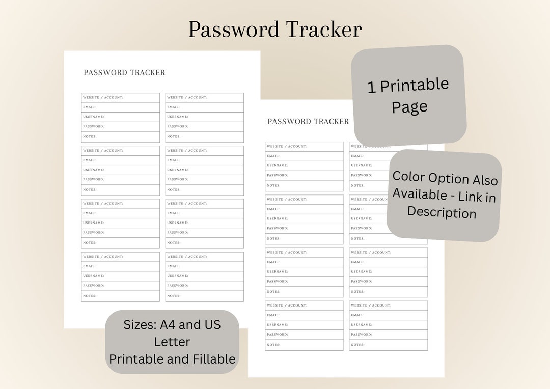 Password and Login Info Tracker, Password Keeper Organizer, Username ...