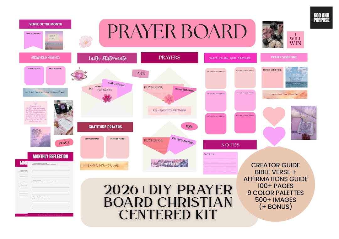 Christian Prayer Board Kit | Printable Scripture Cards (digital ...