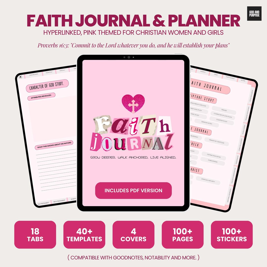 Faith Journal & Planner | Bible Study | Prayer Journal | Digital ...