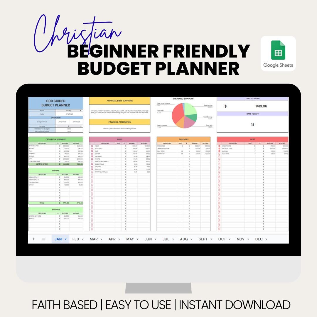 Faith-based Budget Planner | Christian Google Sheets Template (digital ...