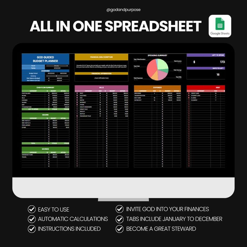 2026 God Guided Budget Planner | Simple Spreadsheet Template | Personal ...