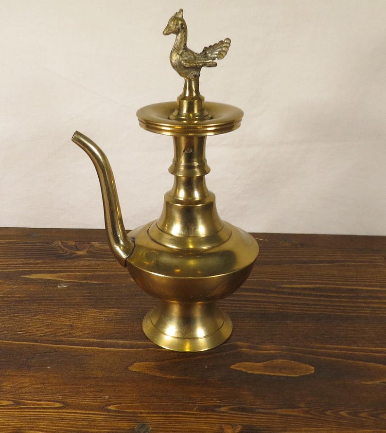 Nepali Brass Ceremonial Water Vessel With Bird, Pitcher, Traditional ...