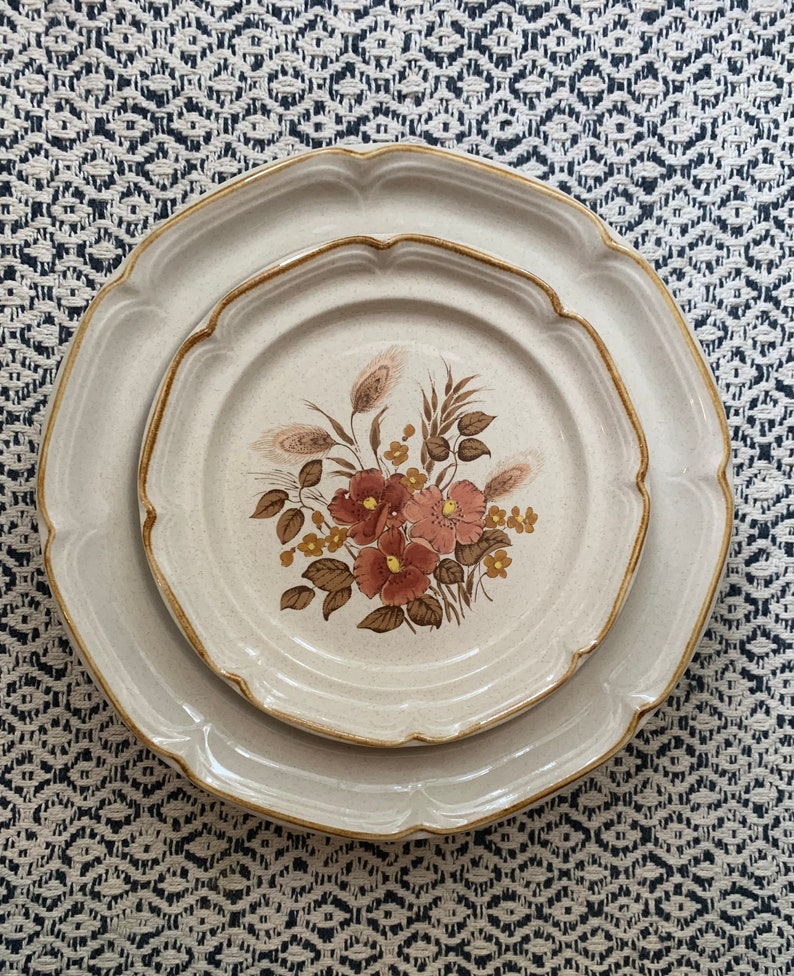 International Endura Collection Plates, Pink and Red Retro Floral ...