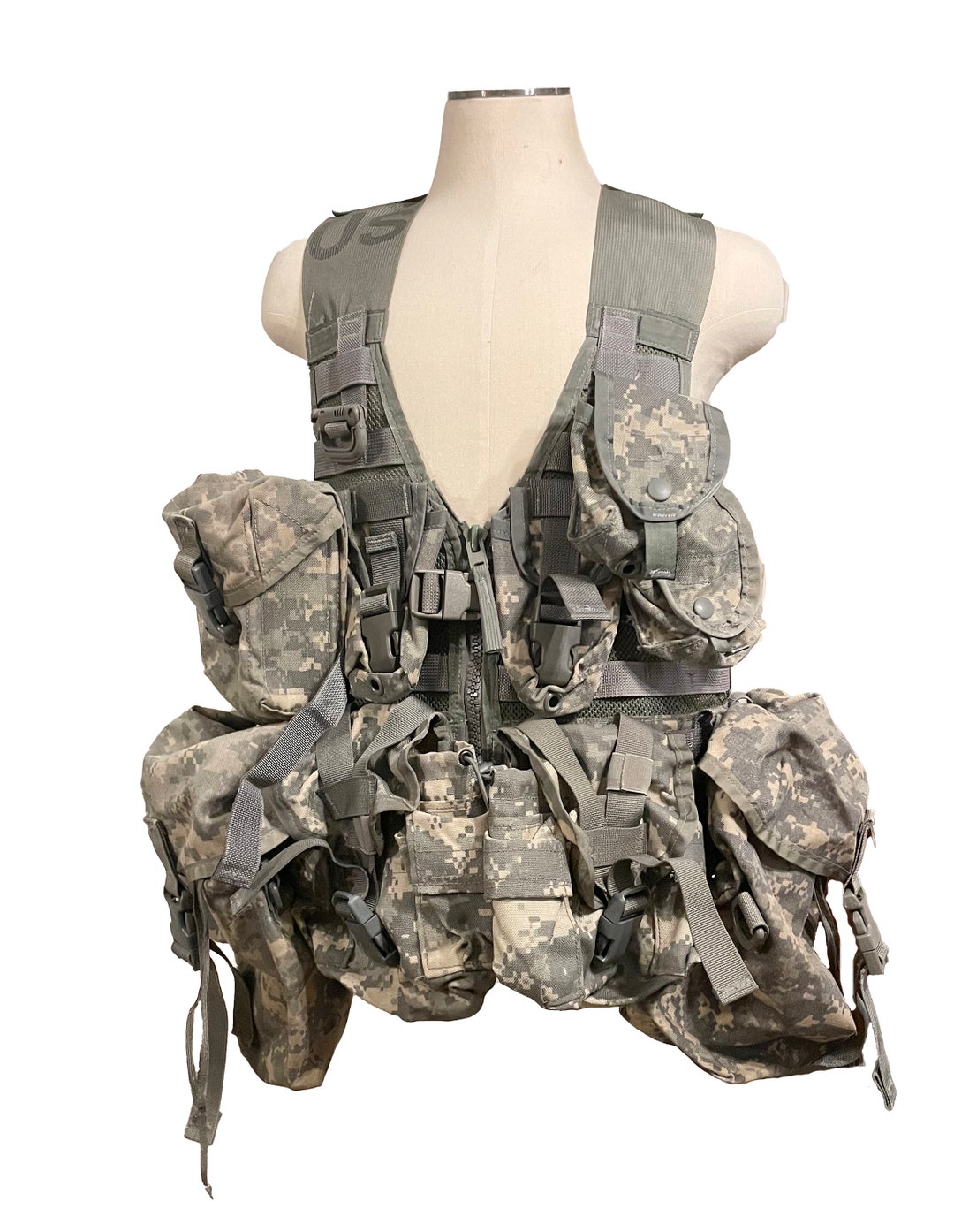 Molle II US Army Fighting Load Carrier FLC Tactical Vest W/ 9 Pouches ...