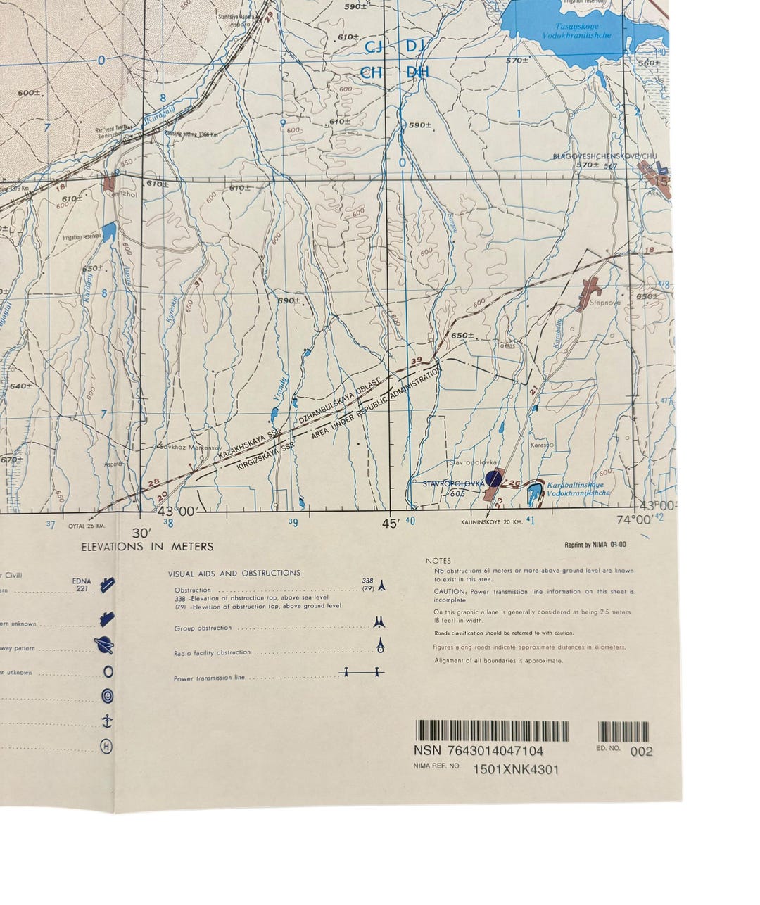 1977 NIMA Military Topographic Map of Chu, USSR Joint Operations ...