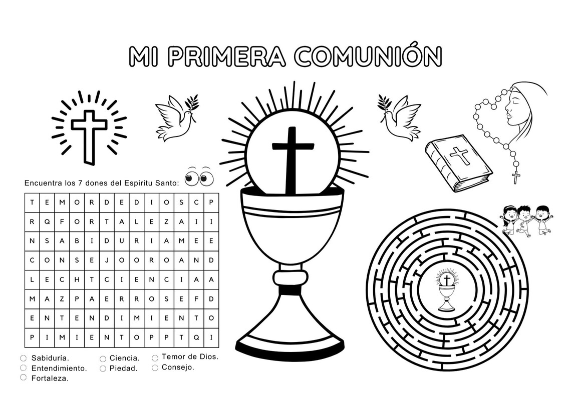 First Communion Coloring Sheet / Catholic Activity Sheet / Catholic ...