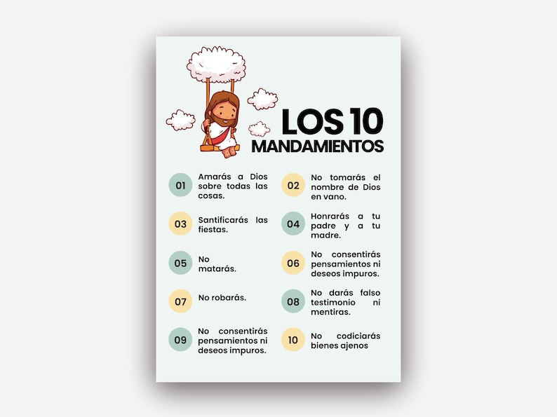 10 Catholic Commandments Poster, Commandments Poster, 10 Commandments ...