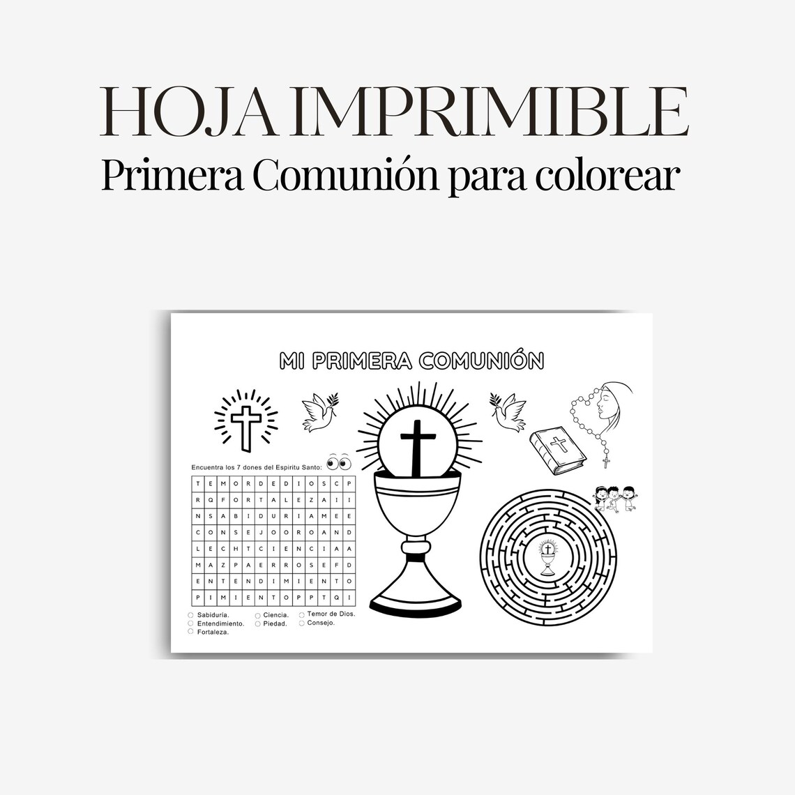 First Communion Coloring Sheet / Catholic Activity Sheet / Catholic ...