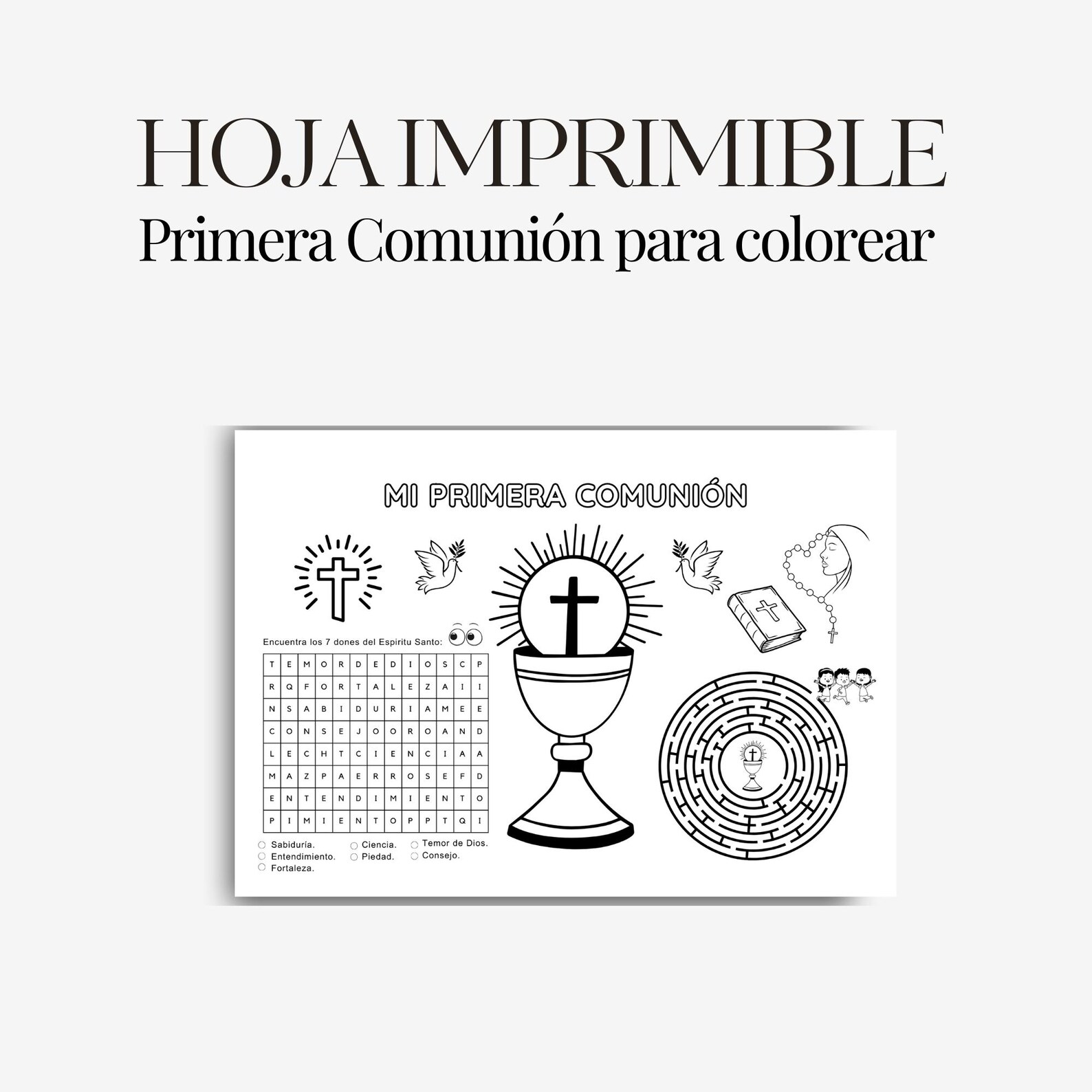 First Communion Coloring Sheet / Catholic Activity Sheet / Catholic ...