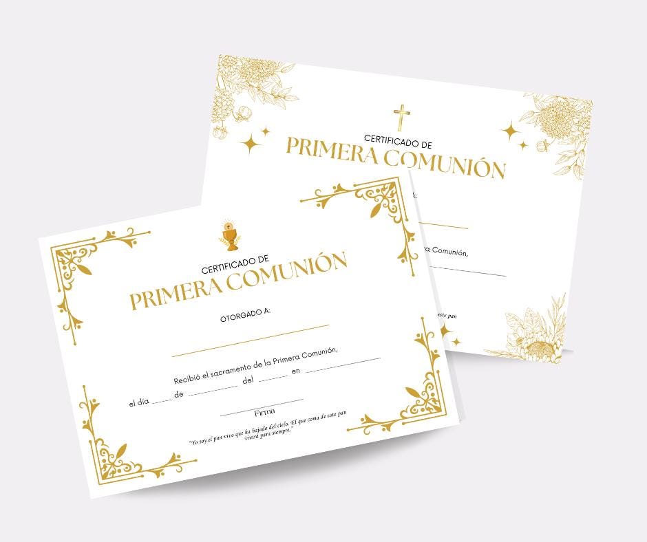First Communion Certificate, Communion Souvenir, First Communion PDF ...