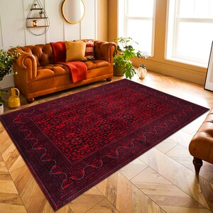 Red Afghan Rug,farmhouse Decor,housewarming Gift,6x9 Printed Area Rug ...