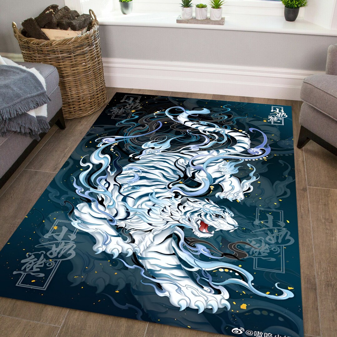 Tiger Rug,japanese Art, White Tiger, Livingroom Rug, Saloon Rug,modern ...
