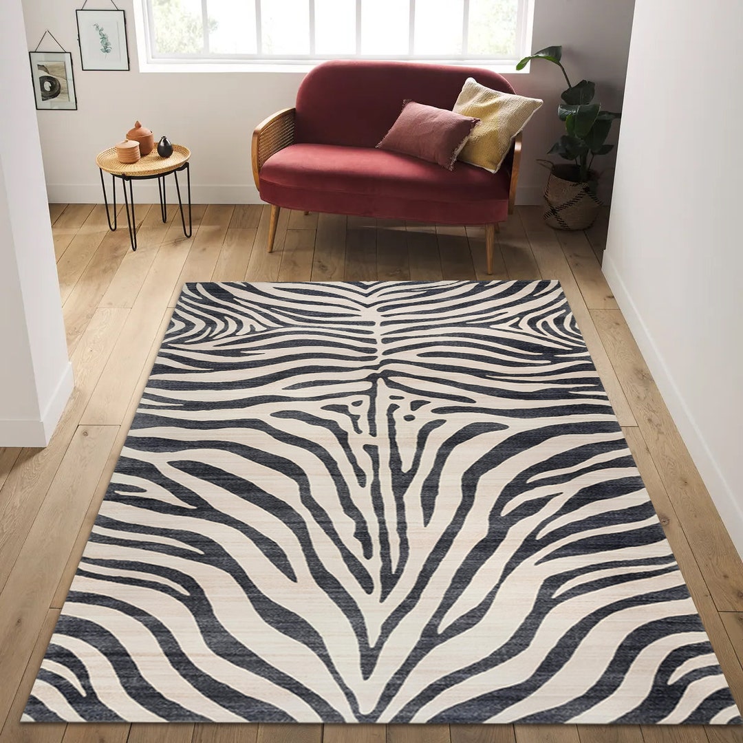 Zebra Pattern Rug,zebra Skin Bedroom Rug,non-slip Washable Rug,ideal ...