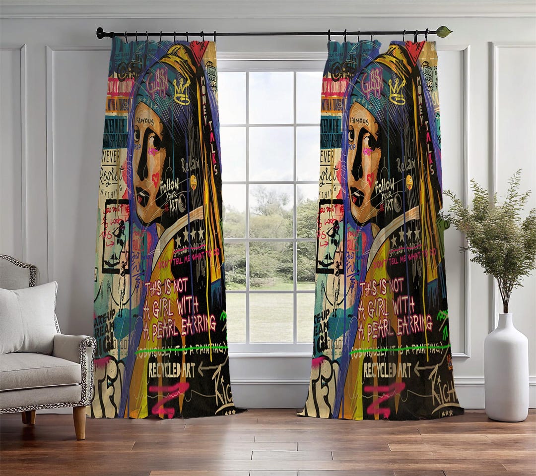 Portrait Living Room Curtain, Studio Drapes. Street Culture Style Teen ...