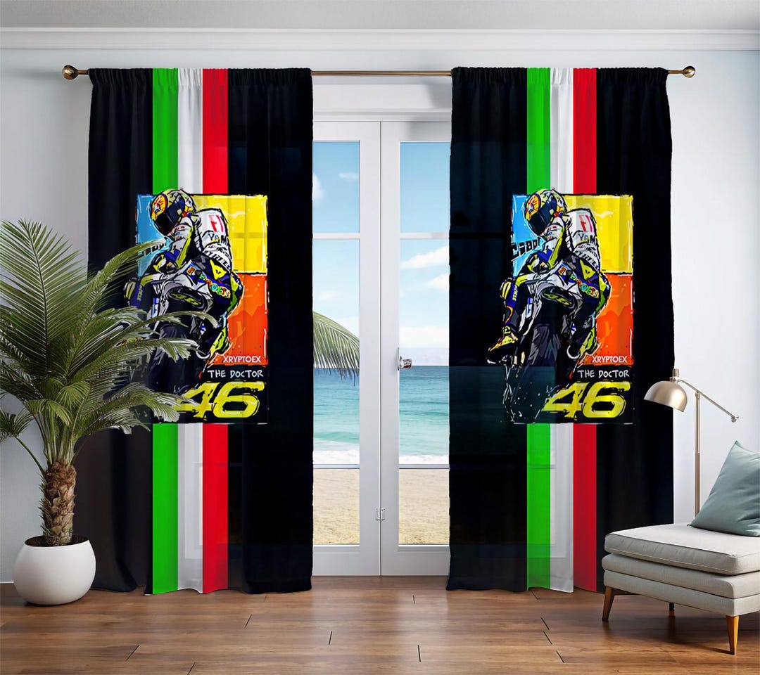 Red Racing Car Window Curtains, Formula Speed Machine Drapes, Motor ...