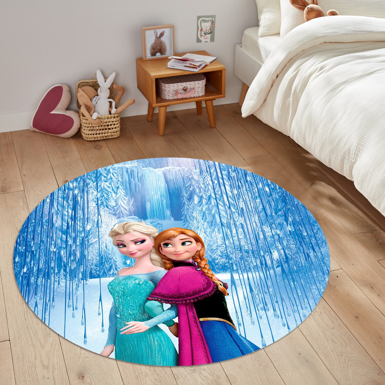 Frozen Round Rug, Kids Room Decor, Elsa and Anna Carpet - Etsy