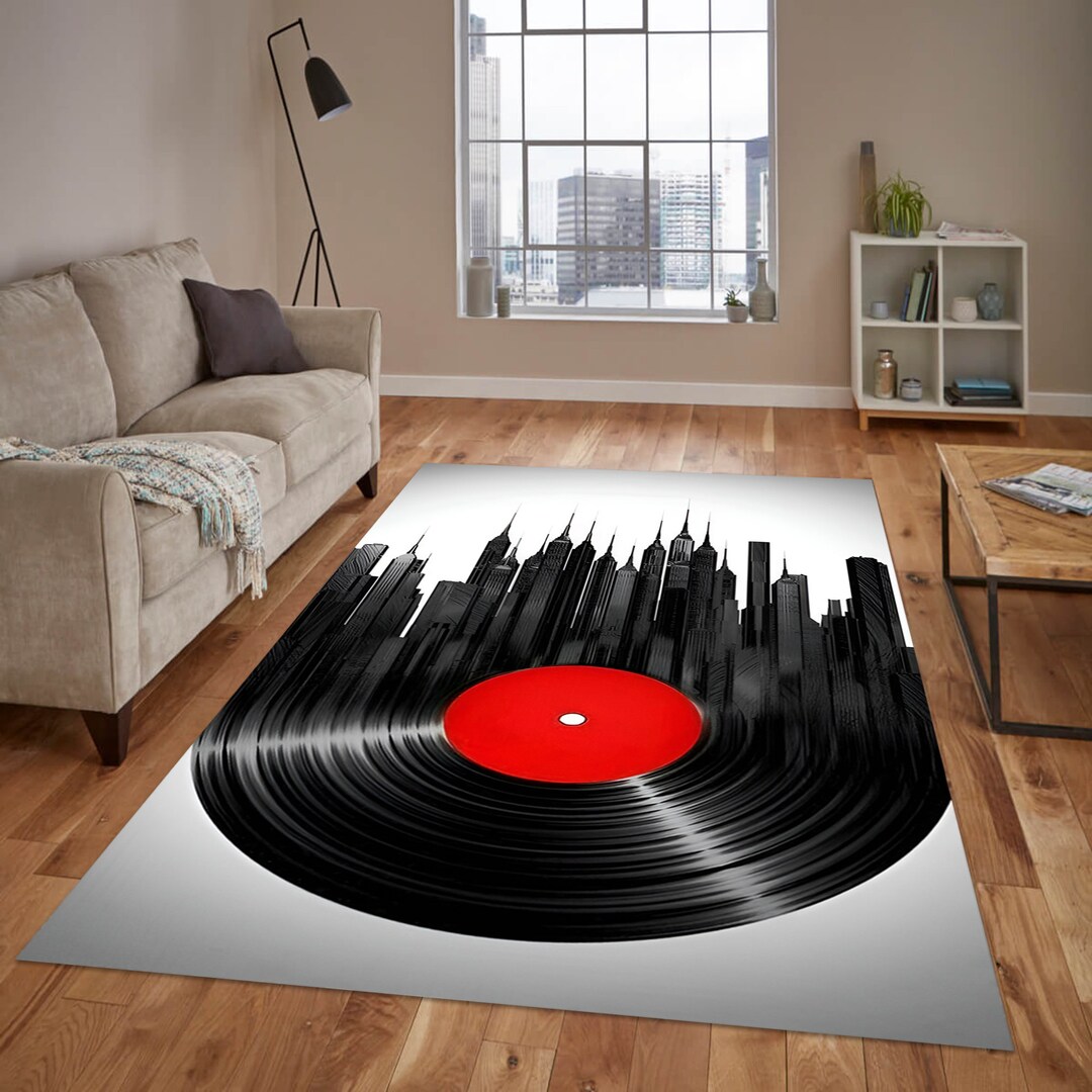 Record Rug: Modern Music Decor, Non-slip Cotton Backing - Etsy