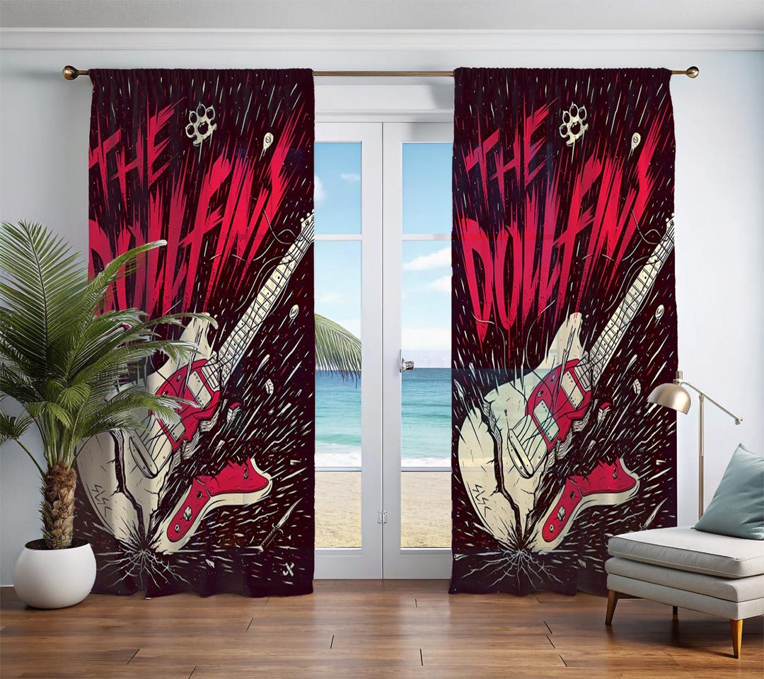 Broken Electric Guitar Music Room, Studio Curtains. Rock Roll Style ...