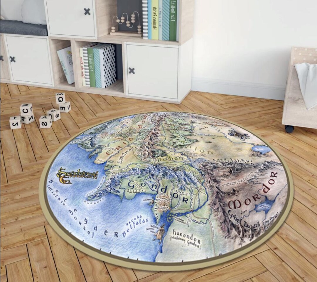 Map of Middle Eart, Map of Middle Eart Round Rug ,middle Eart Round Rug ...